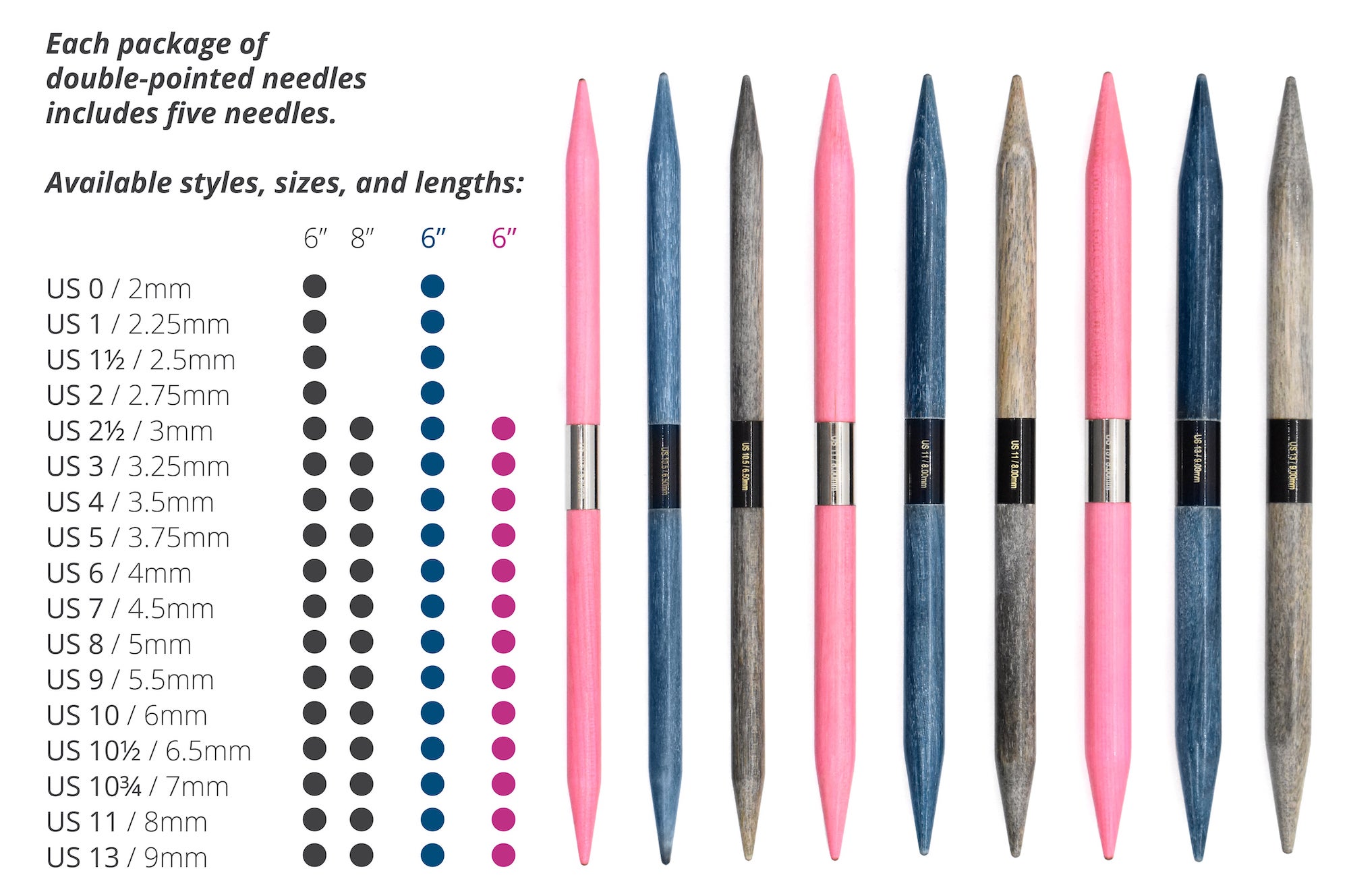 Lykke - 6" Double Pointed Needles - Makers Lodge