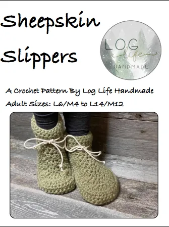 Log Life Handmade Slipper Pattern - Adult (L6/M4 to L16/M14) - Makers Lodge